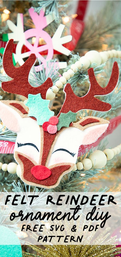 Felt Ornament Pattern (Free) Adorable Reindeer DIY ♥ Fleece Fun