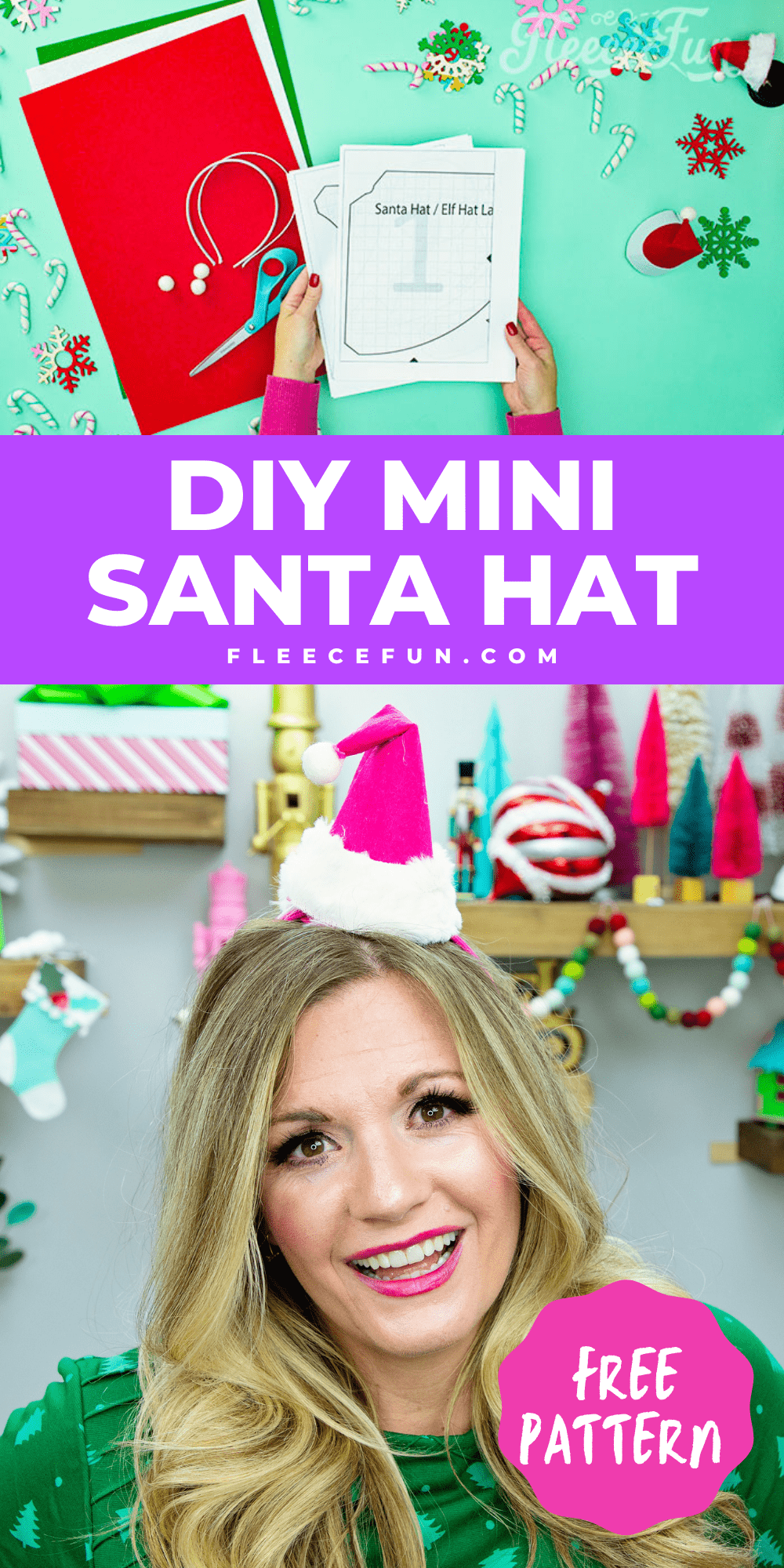 DIY Santa Hat Headband (free pattern and SVG files) ♥ Fleece Fun