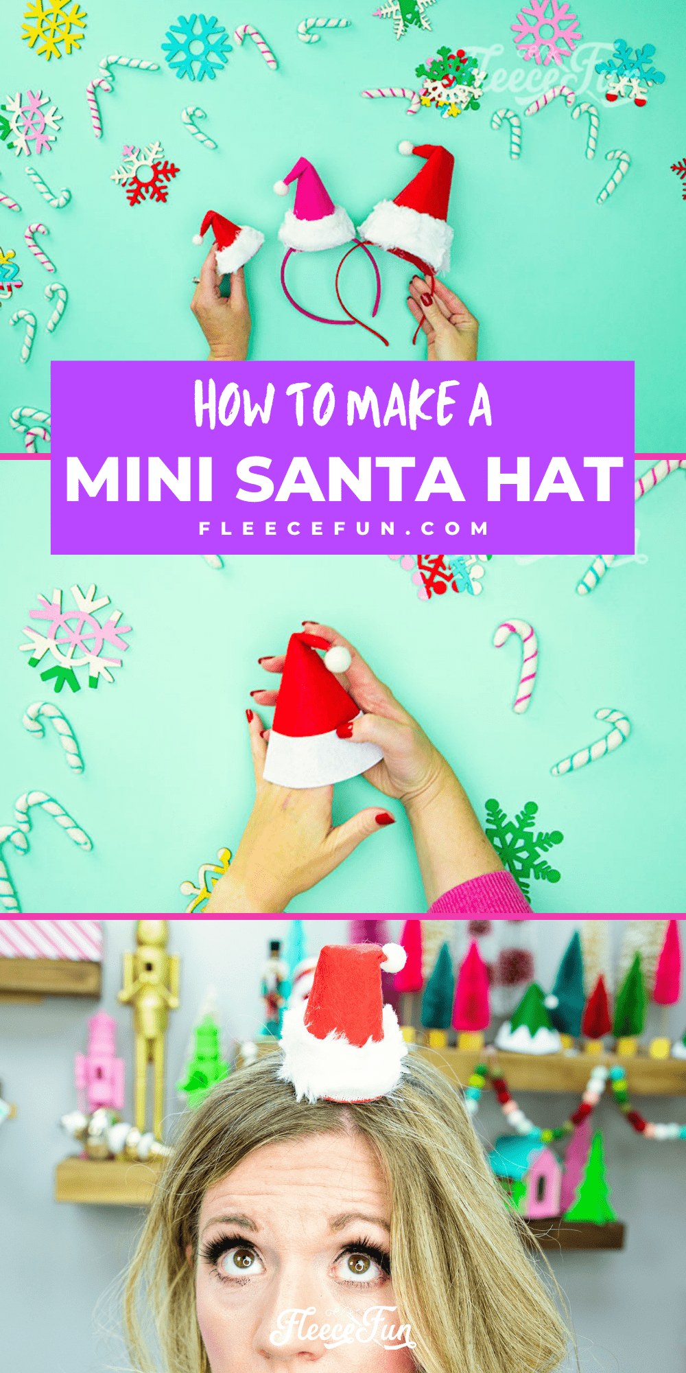 DIY Santa Hat Headband (free pattern and SVG files) ♥ Fleece Fun