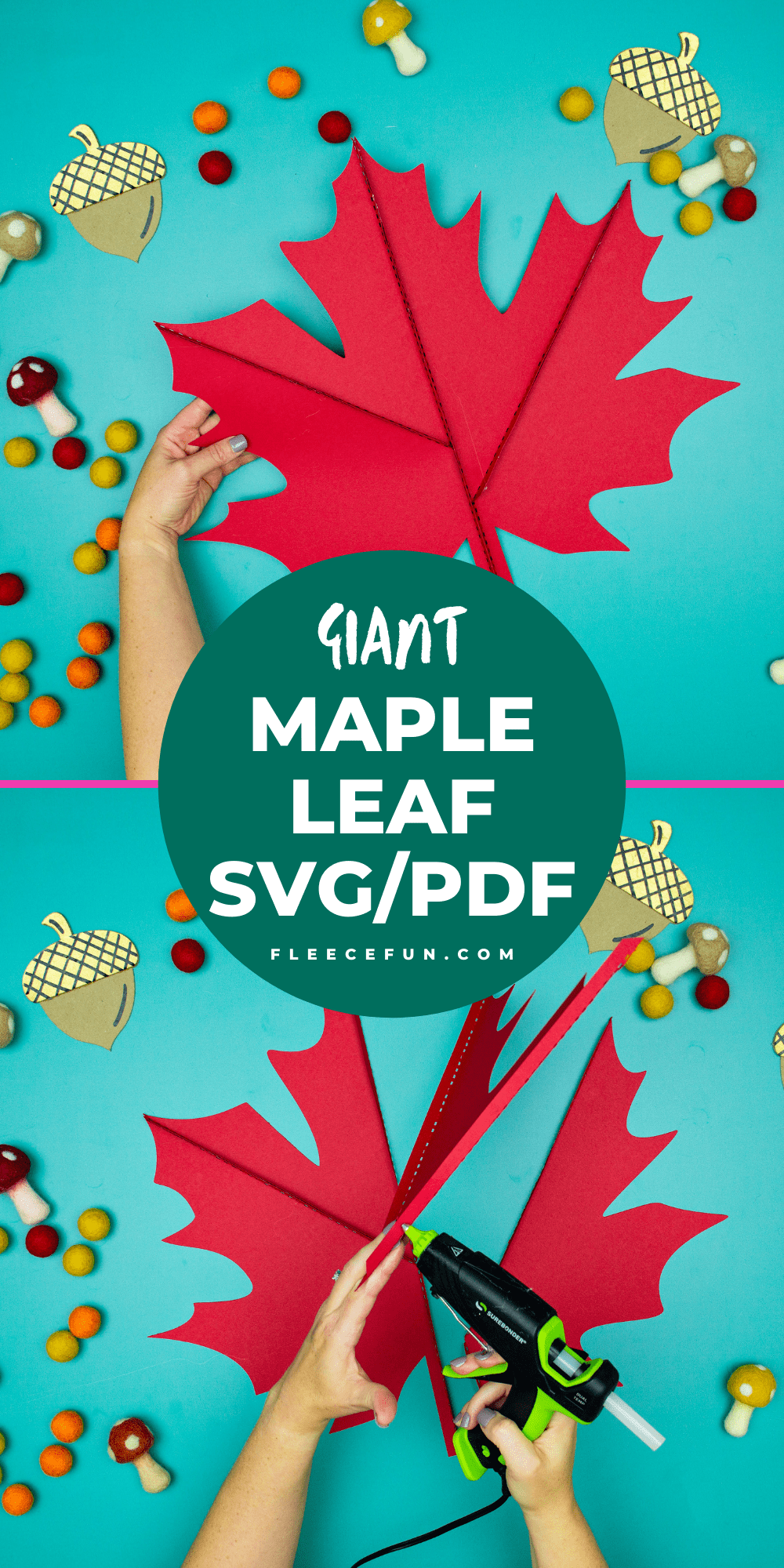 Giant Maple Leaf Template and Tutorial (Free PDF and SVG) ♥ Fleece Fun