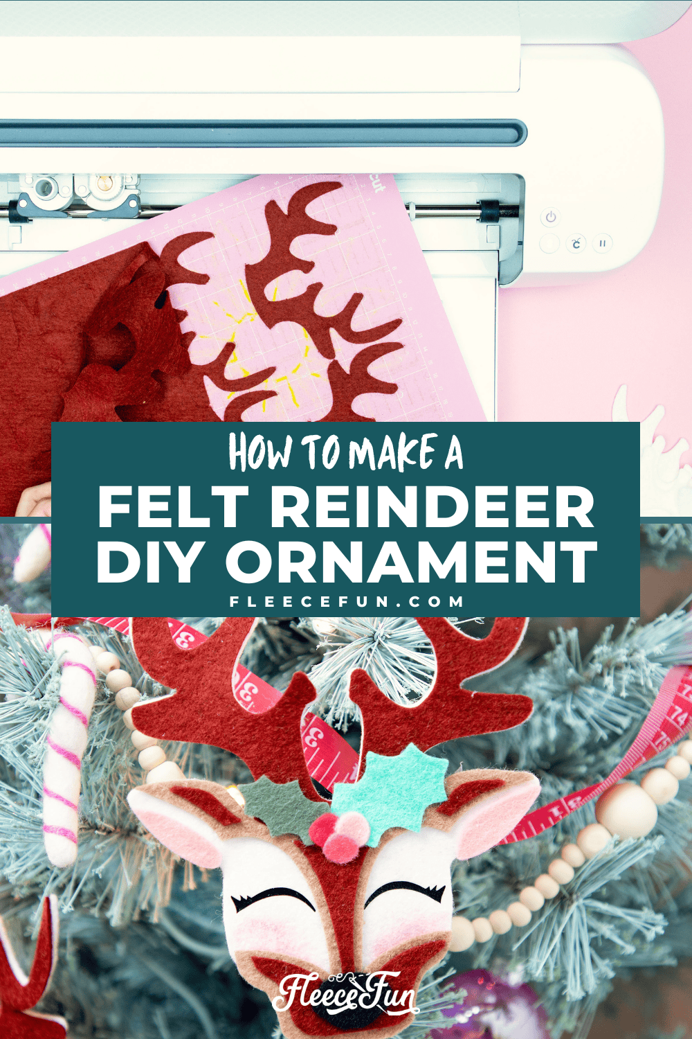 Felt Ornament Pattern (Free) Adorable Reindeer DIY ♥ Fleece Fun