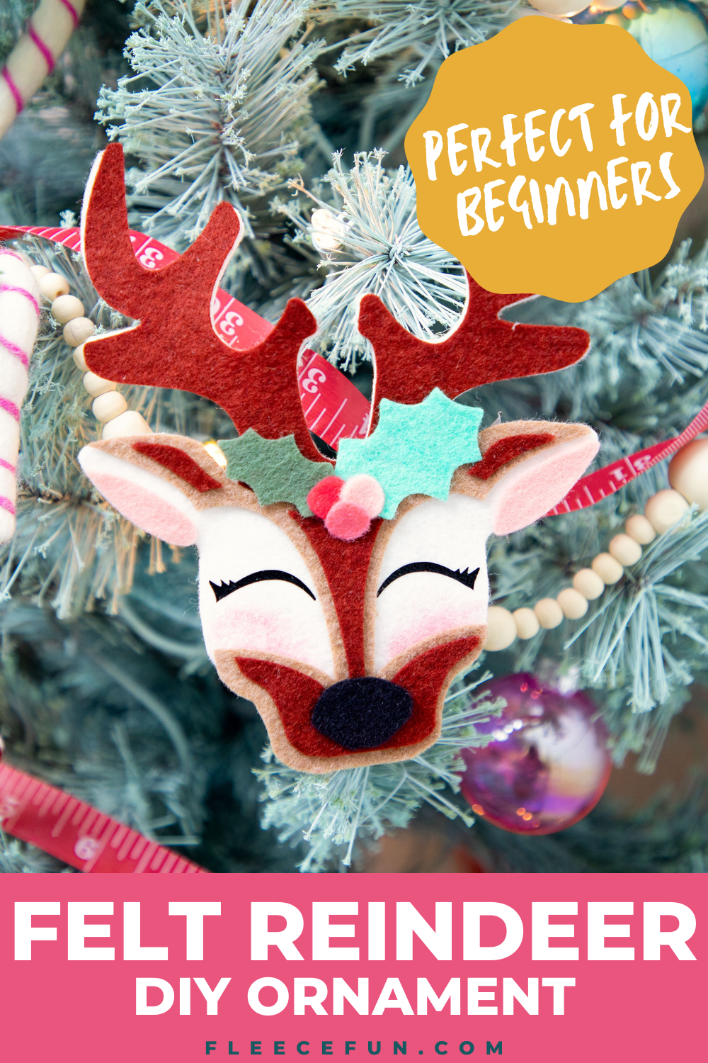 Felt Ornament Pattern (Free) Adorable Reindeer DIY ♥ Fleece Fun