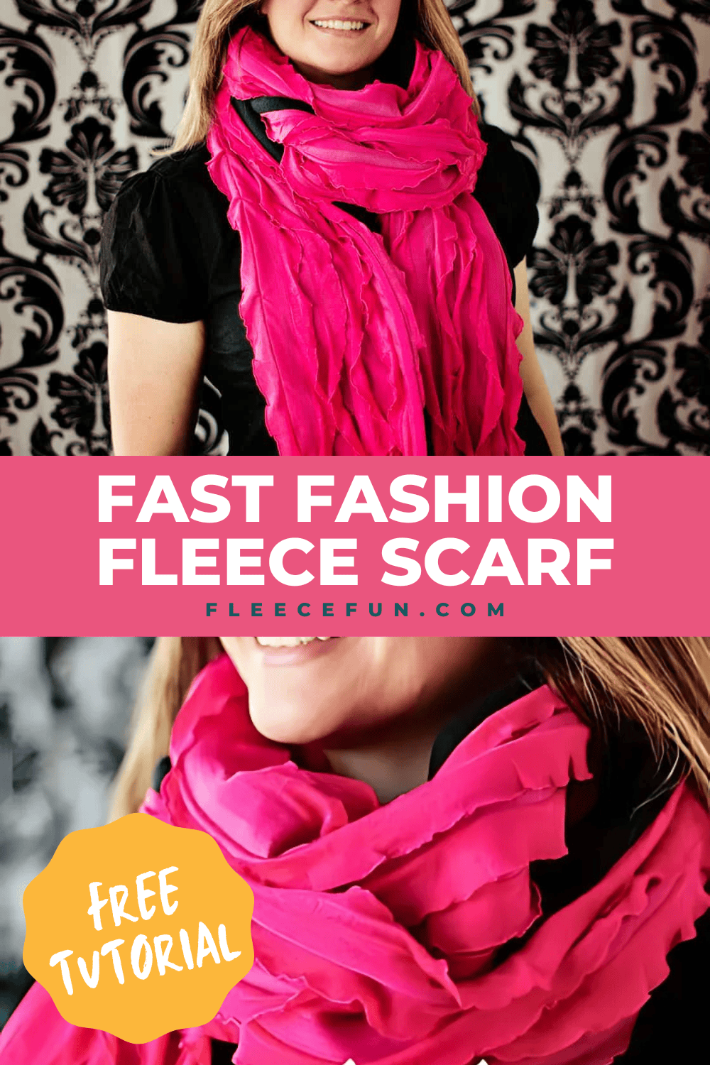 Fast Fashion Fleece Scarf - easy fleece scarf tutorial ♥ Fleece Fun